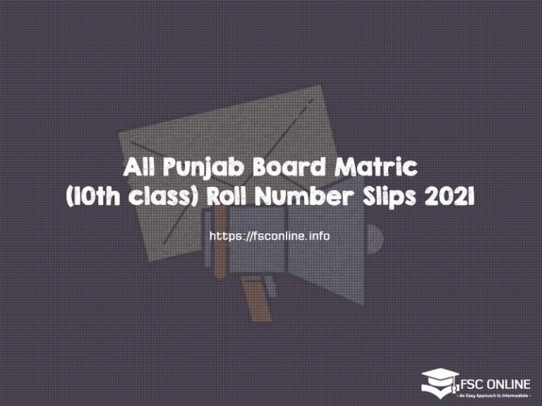 All Punjab Board Matric (10th class) Roll Number Slips 2021