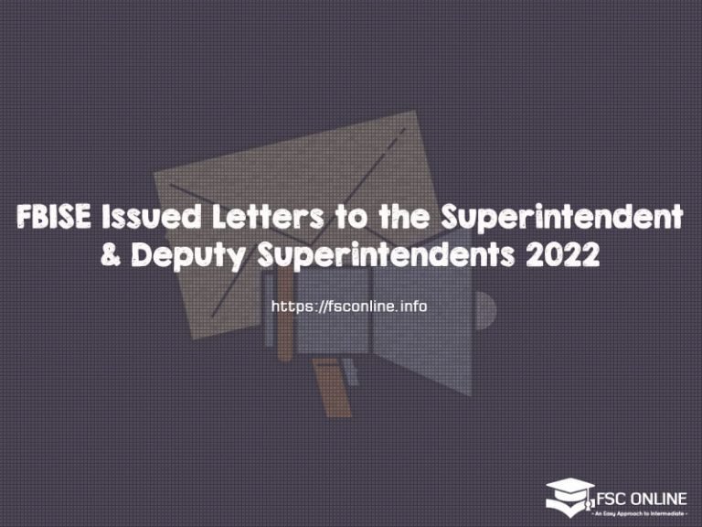 FBISE Issued Letters to the Superintendent & Deputy Superintendents 2022