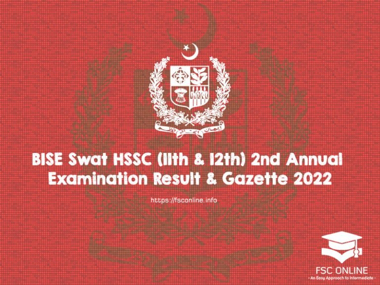 BISE Swat HSSC (11th & 12th) 2nd Annual Examination Result & Gazette 2022